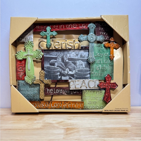 Kirklands | Accents | New Kirklands Rustic Metal Cross Picture Frame ...